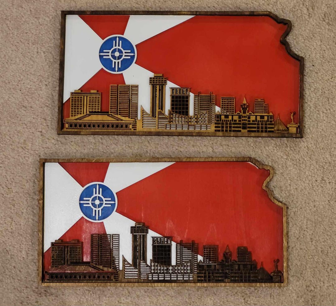 Kansas State With Wichita Flag & Wichita Skyline - Etsy
