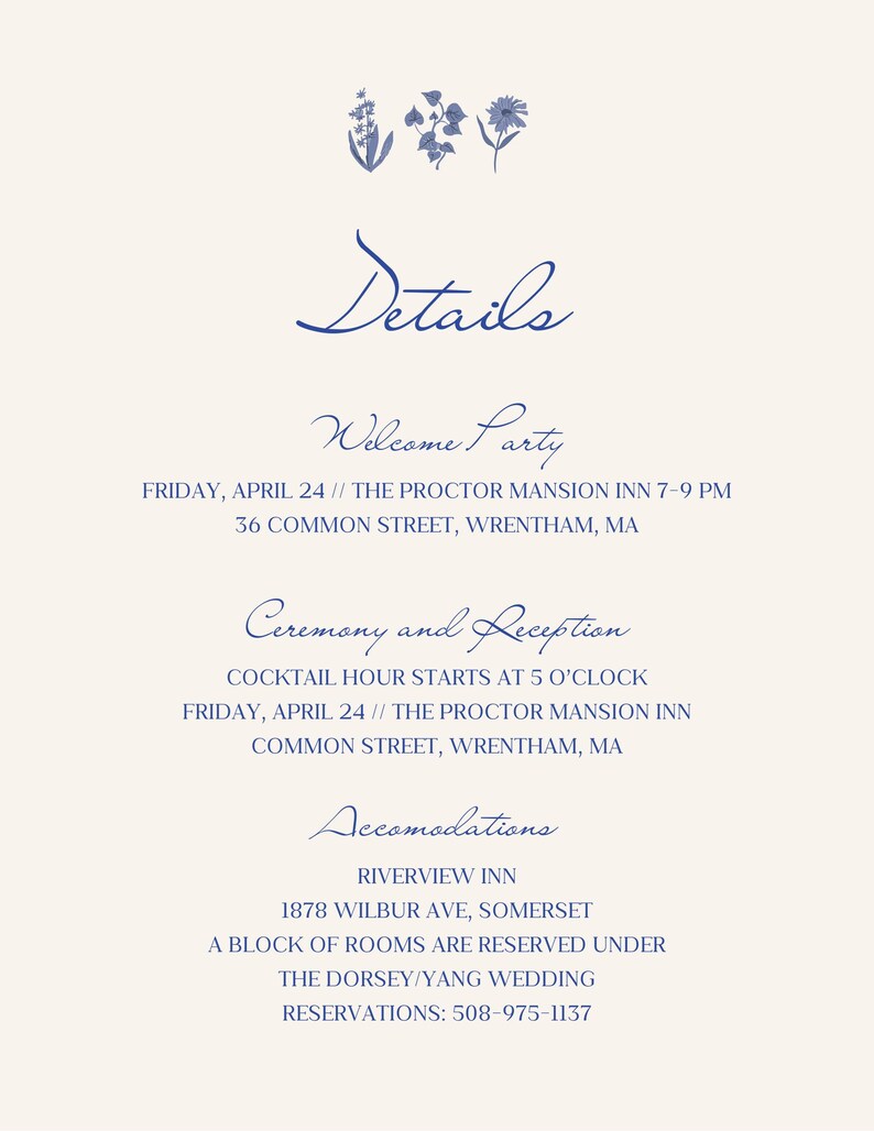 Floral Formal Wedding Invitation Suite With Hand Drawn Illustrations ...
