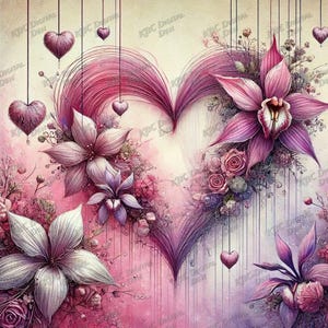 Floral Heart Background Pack, Digital Download, PNG - Etsy