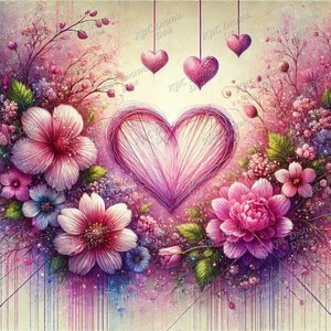 Floral Heart Background Pack, Digital Download, PNG - Etsy