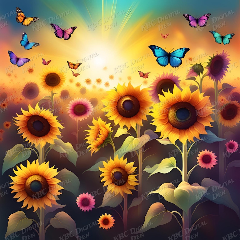 Sunflower Pack, Background Scene, Digital Download, PNG - Etsy