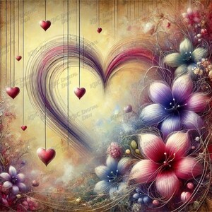 Floral Heart Background Pack, Digital Download, PNG - Etsy