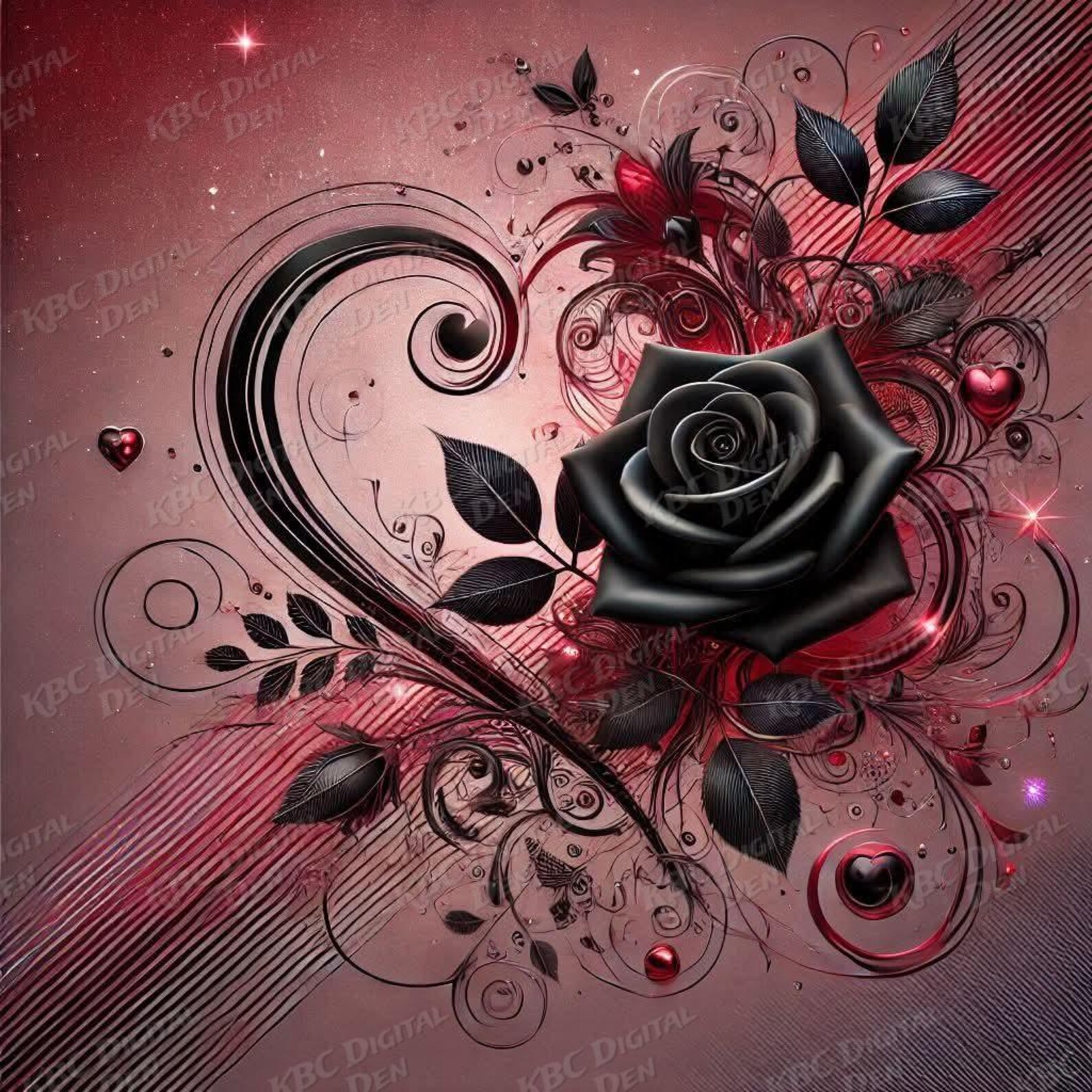 Black Rose Valentine Pack, Digital Download, PNG - Etsy