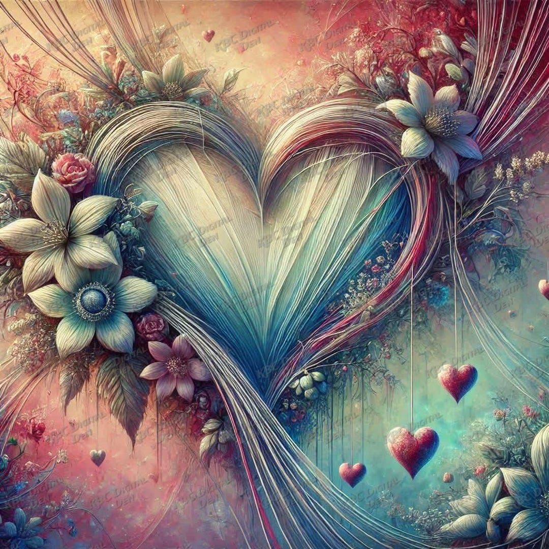 Floral Heart Background Pack, Digital Download, PNG - Etsy