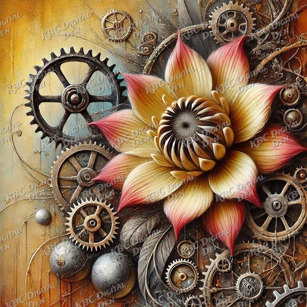 Steampunk Floral, Digital Download, PNG - Etsy