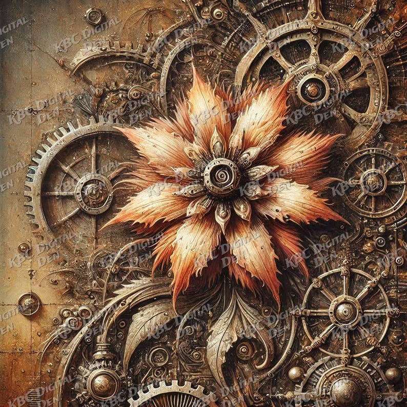 Steampunk Floral, Digital Download, PNG - Etsy