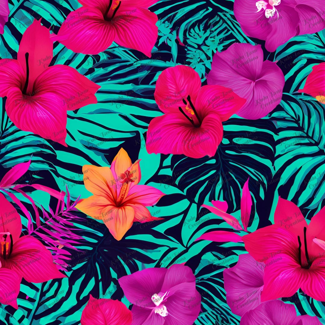 Tropical Flowers Digital Paper, Digital Download - Etsy