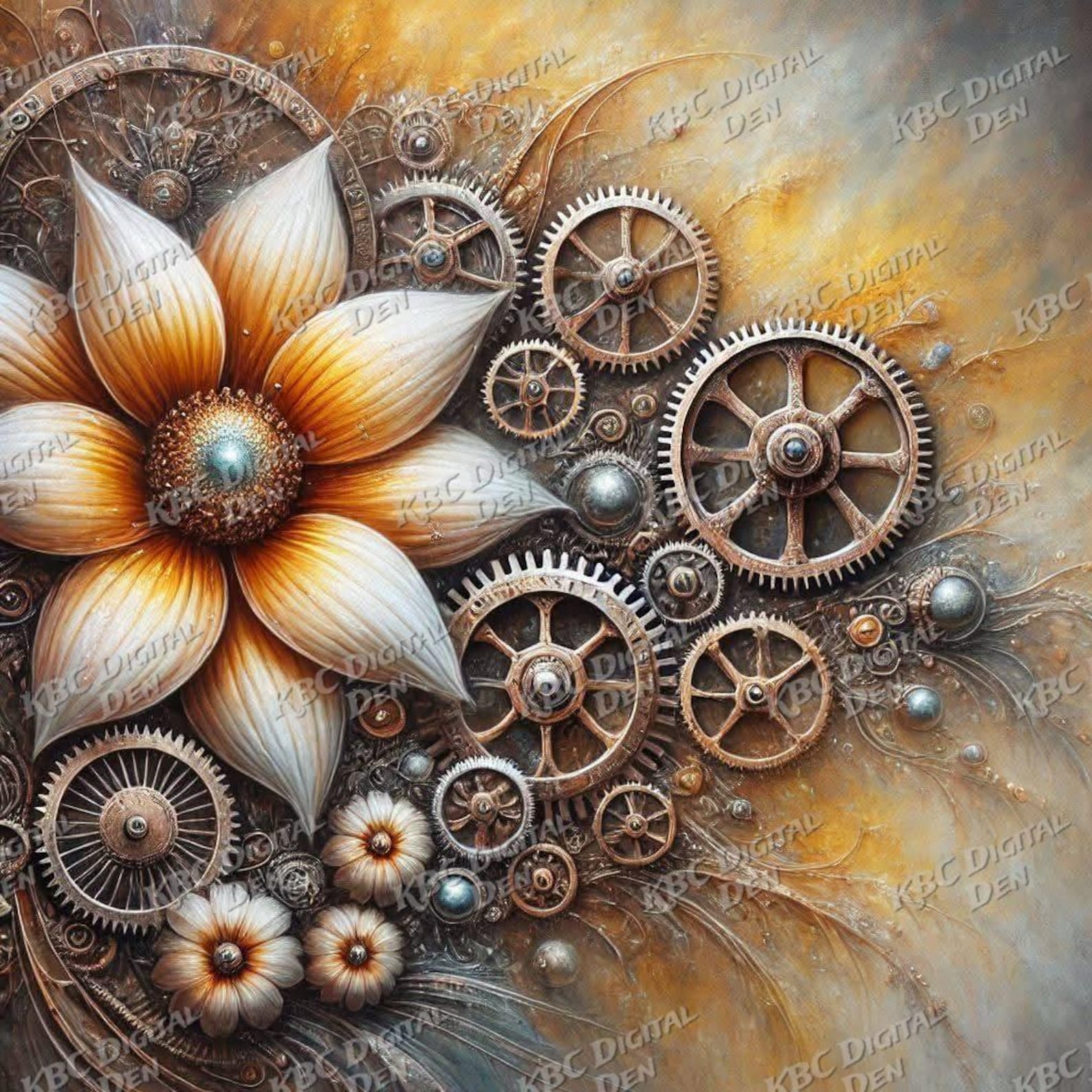 Steampunk Floral, Digital Download, PNG - Etsy