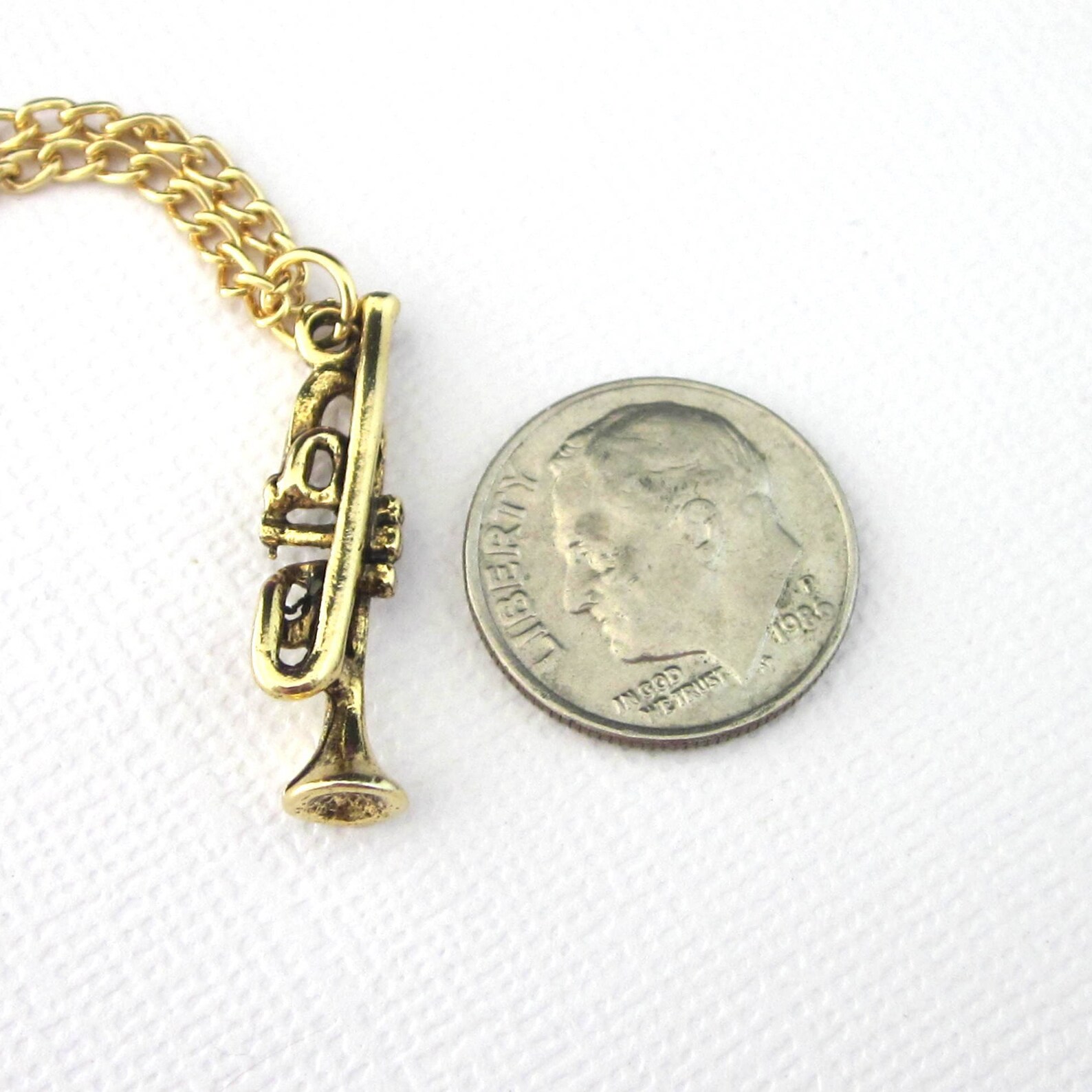 Gold Trumpet Necklace Trumpet Charm With Chain Necklace - Etsy