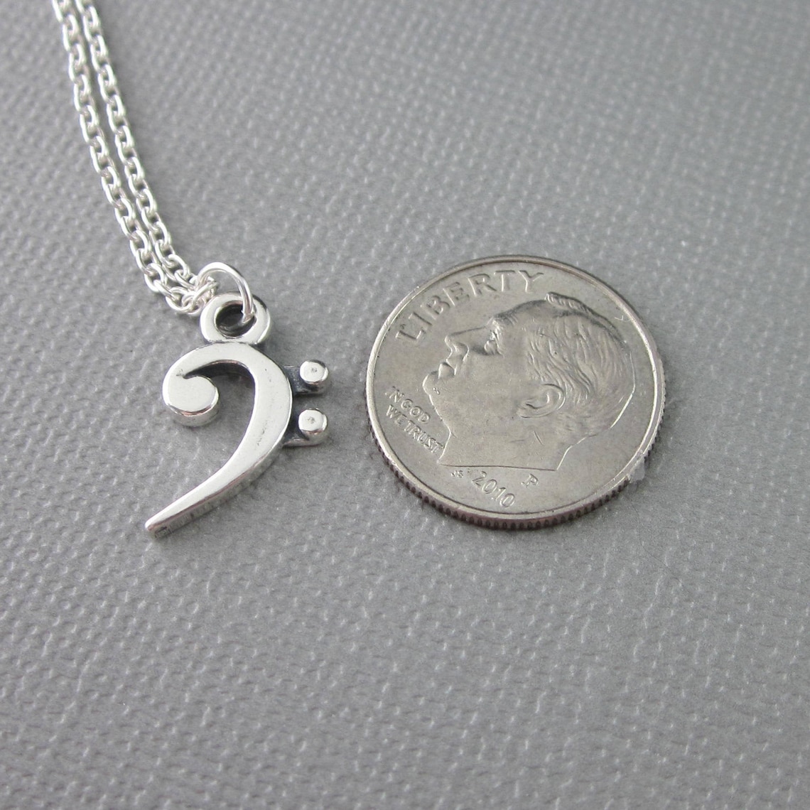 Sterling Silver Bass Clef Note Necklace Sterling Silver Music | Etsy
