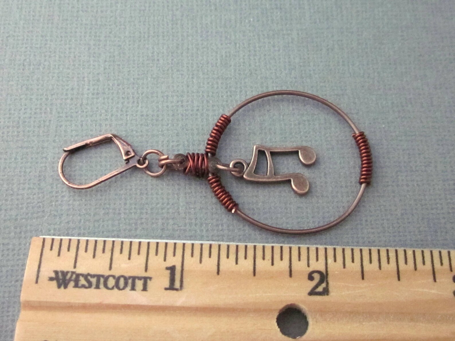 Copper 16th Note Earrings With Wire Wrapped Hoops Sixteenth - Etsy