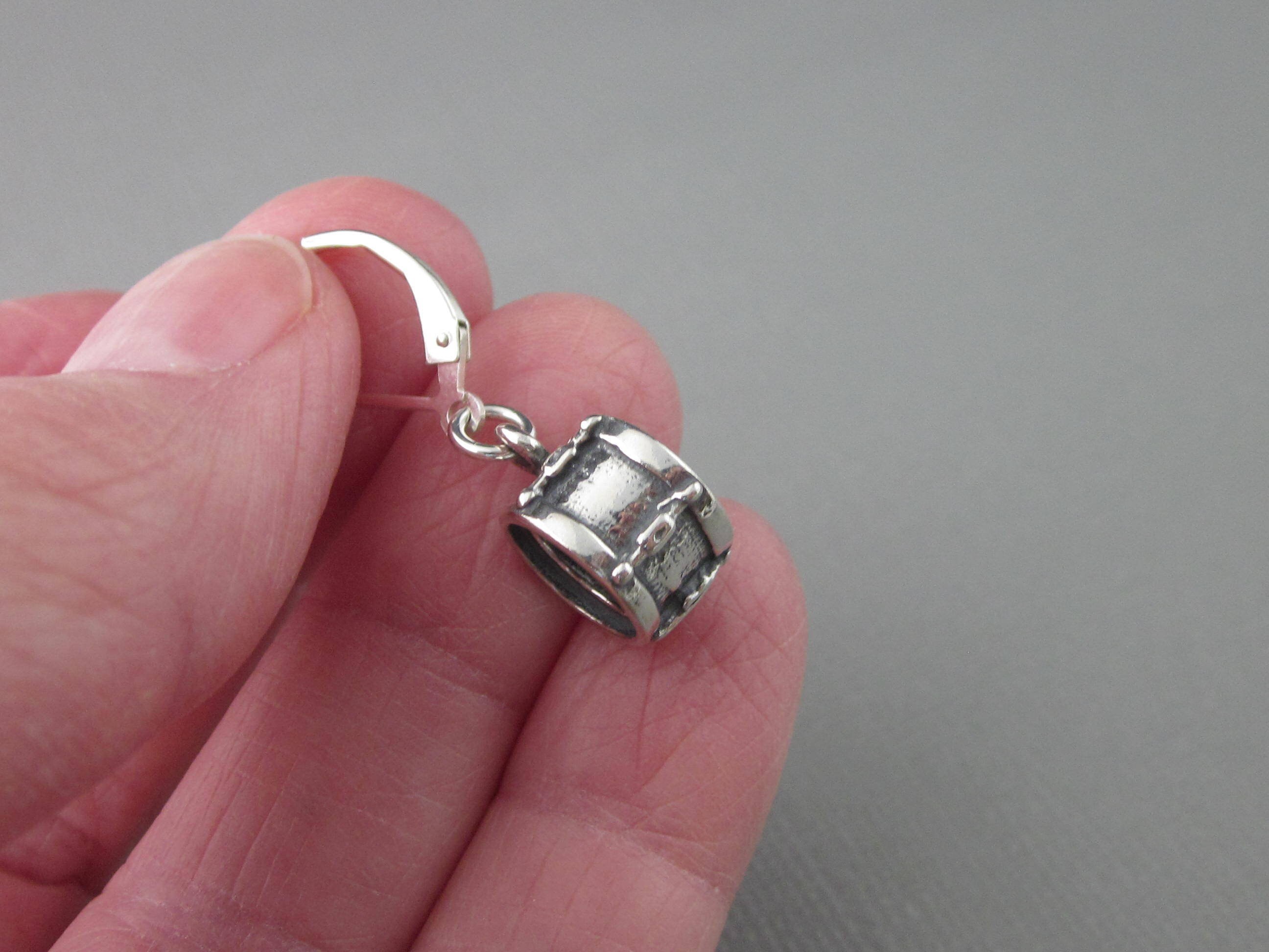 Sterling Silver Bass Drum Earrings, Drummer's Lever Back Earrings ...