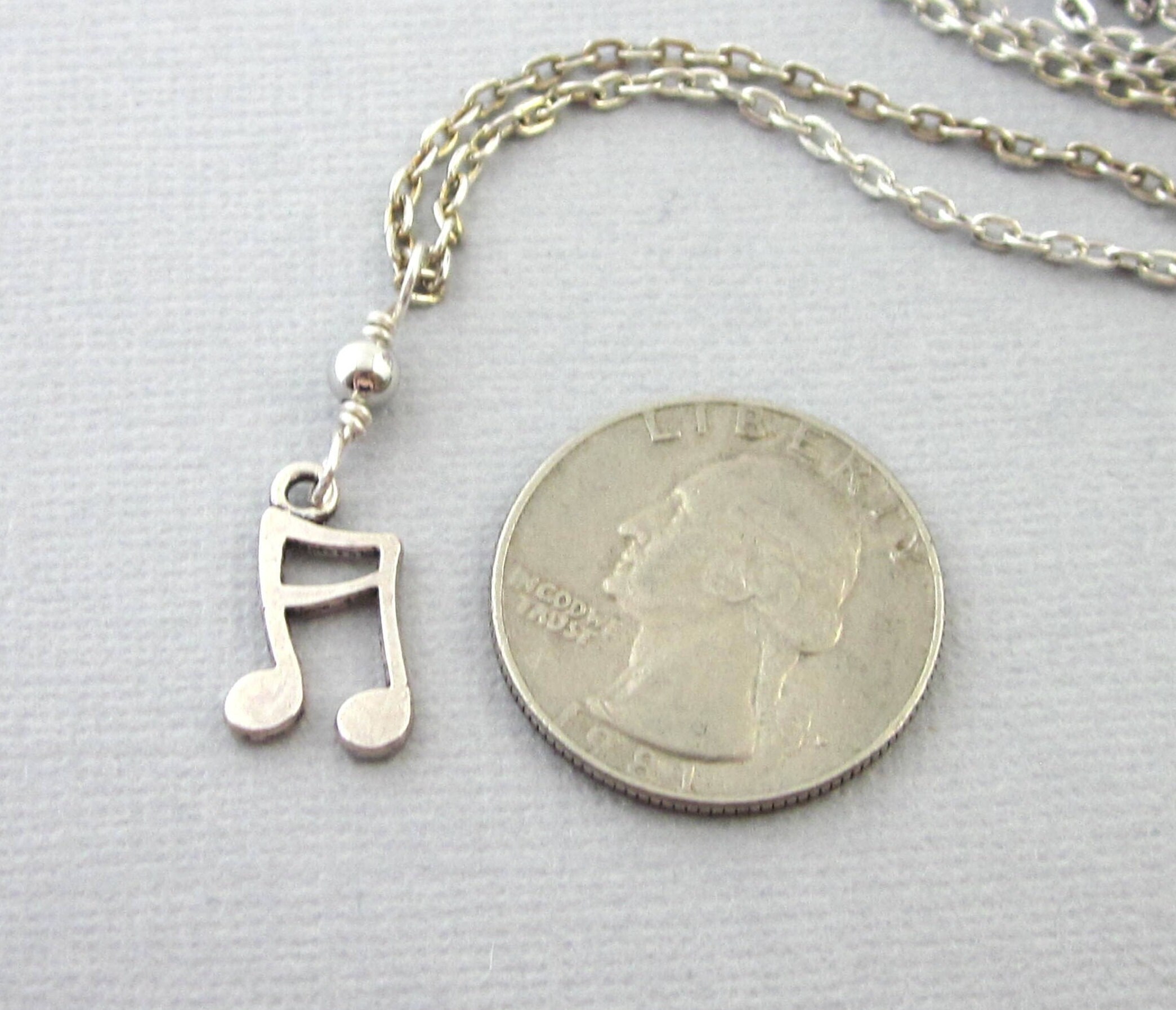 Silver 16th Note Necklace, Sixteenth Note Jewelry, Music Jewelry Gifts ...