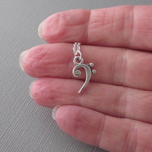 Sterling Silver Bass Clef Note Necklace, Sterling Silver Music Note ...
