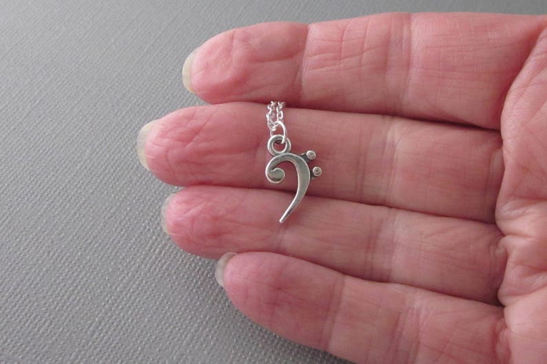 Sterling Silver Bass Clef Note Necklace, Sterling Silver Music Note ...