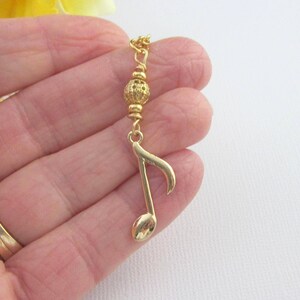 Gold 8th Note Pendant Necklace, Gold Quaver Note Charm Necklace, Gold ...