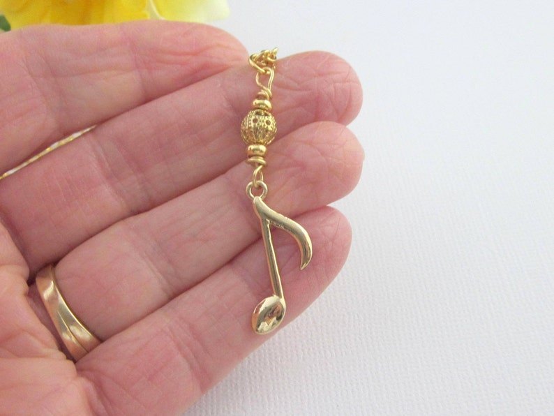 Gold 8th Note Pendant Necklace Gold Quaver Note Charm - Etsy