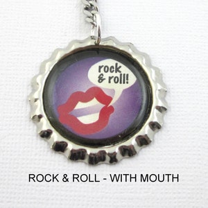 Rock Music Bottle Cap Key Chain Ring With Large Swivel Clasp, Rock N ...