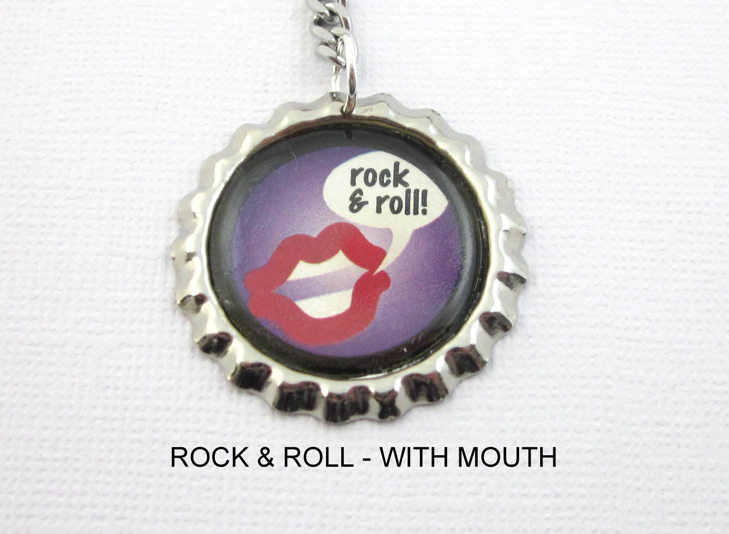 Rock Music Bottle Cap Key Chain Ring With Large Swivel Clasp, Rock N ...