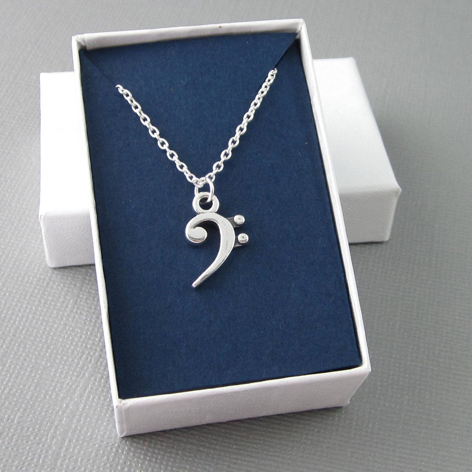 Sterling Silver Bass Clef Note Necklace, Sterling Silver Music Note ...
