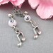 Silver Pewter Sixteenth Note Earrings With Pink Evil Eye Beads and ...