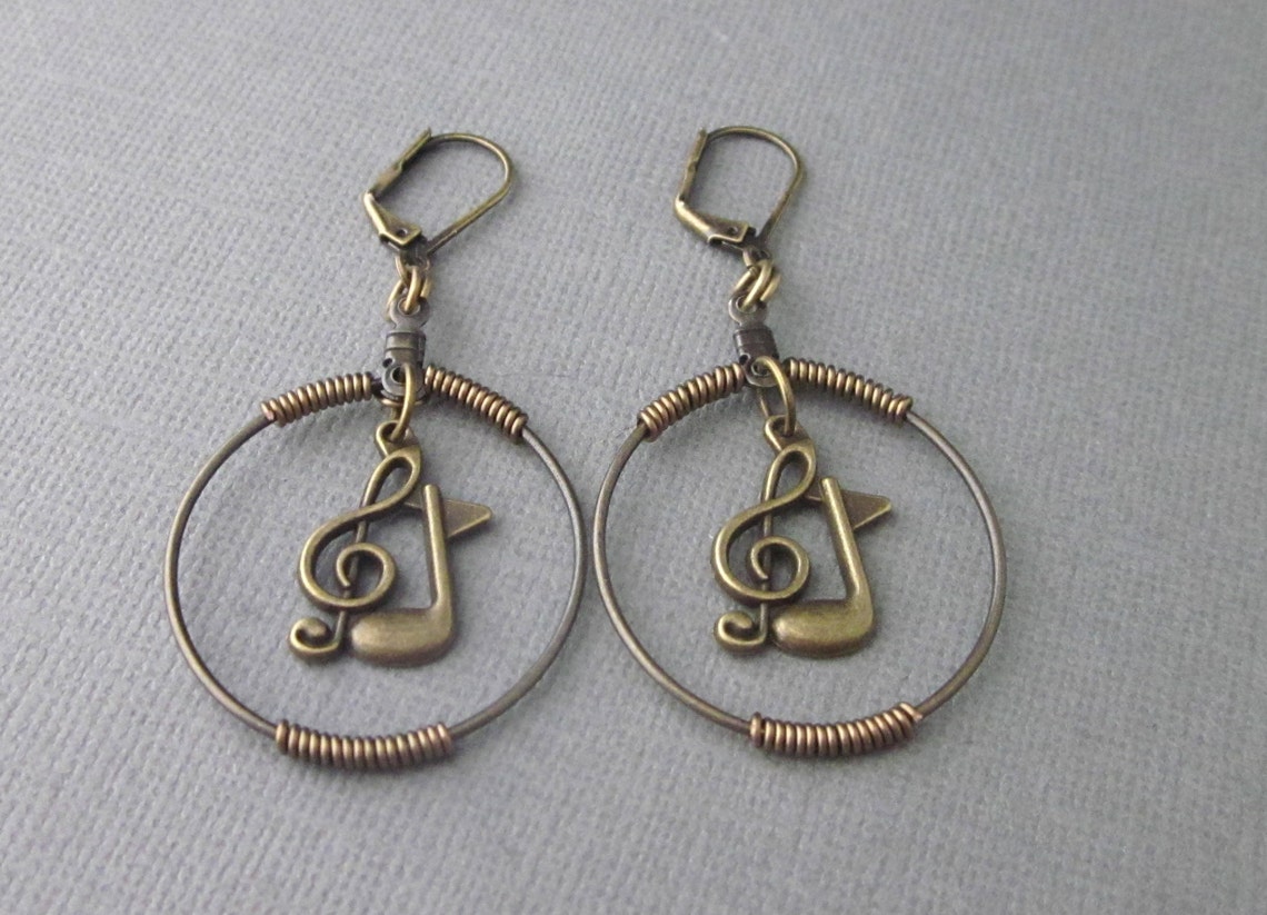 Treble Clef and 8th Note Music Lever Back Earrings Bronze - Etsy