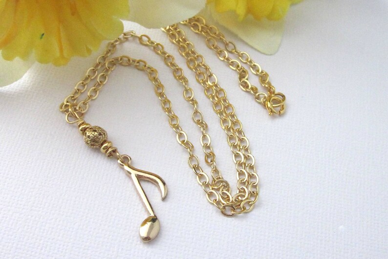 Gold 8th Note Pendant Necklace Gold Quaver Note Charm - Etsy