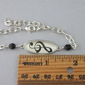 Treble Clef Oval Cabochon Clear Dome Adjustable Chain Bracelet, to Size ...