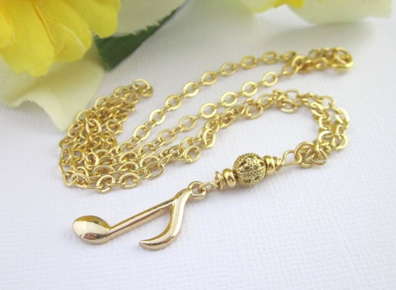 Gold 8th Note Pendant Necklace Gold Quaver Note Charm - Etsy