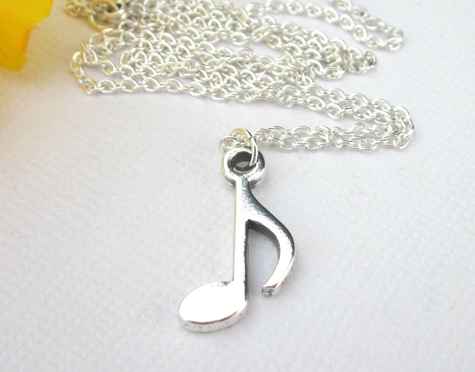 Sterling Silver .925 Eighth Note Necklace Medium Size 8th - Etsy