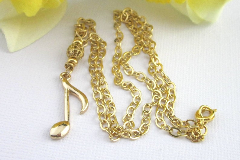Gold 8th Note Pendant Necklace Gold Quaver Note Charm - Etsy