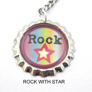 Rock Music Bottle Cap Key Chain Ring With Large Swivel Clasp, Rock N ...