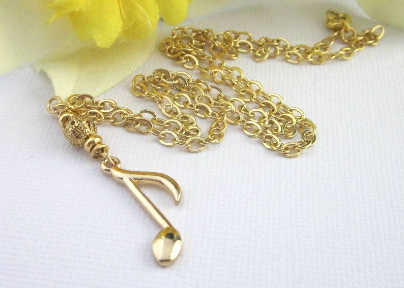 Gold 8th Note Pendant Necklace Gold Quaver Note Charm - Etsy