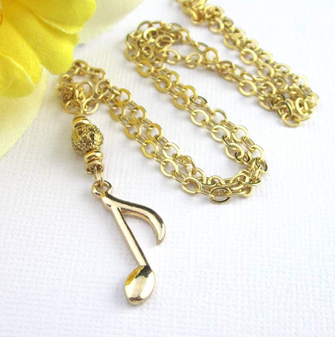 Gold 8th Note Pendant Necklace Gold Quaver Note Charm - Etsy