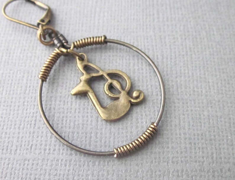 Treble Clef and 8th Note Music Lever Back Earrings Bronze - Etsy