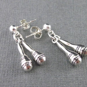 Sterling Silver Small Maracas Earrings, Chac-chac Earrings, Choose ...