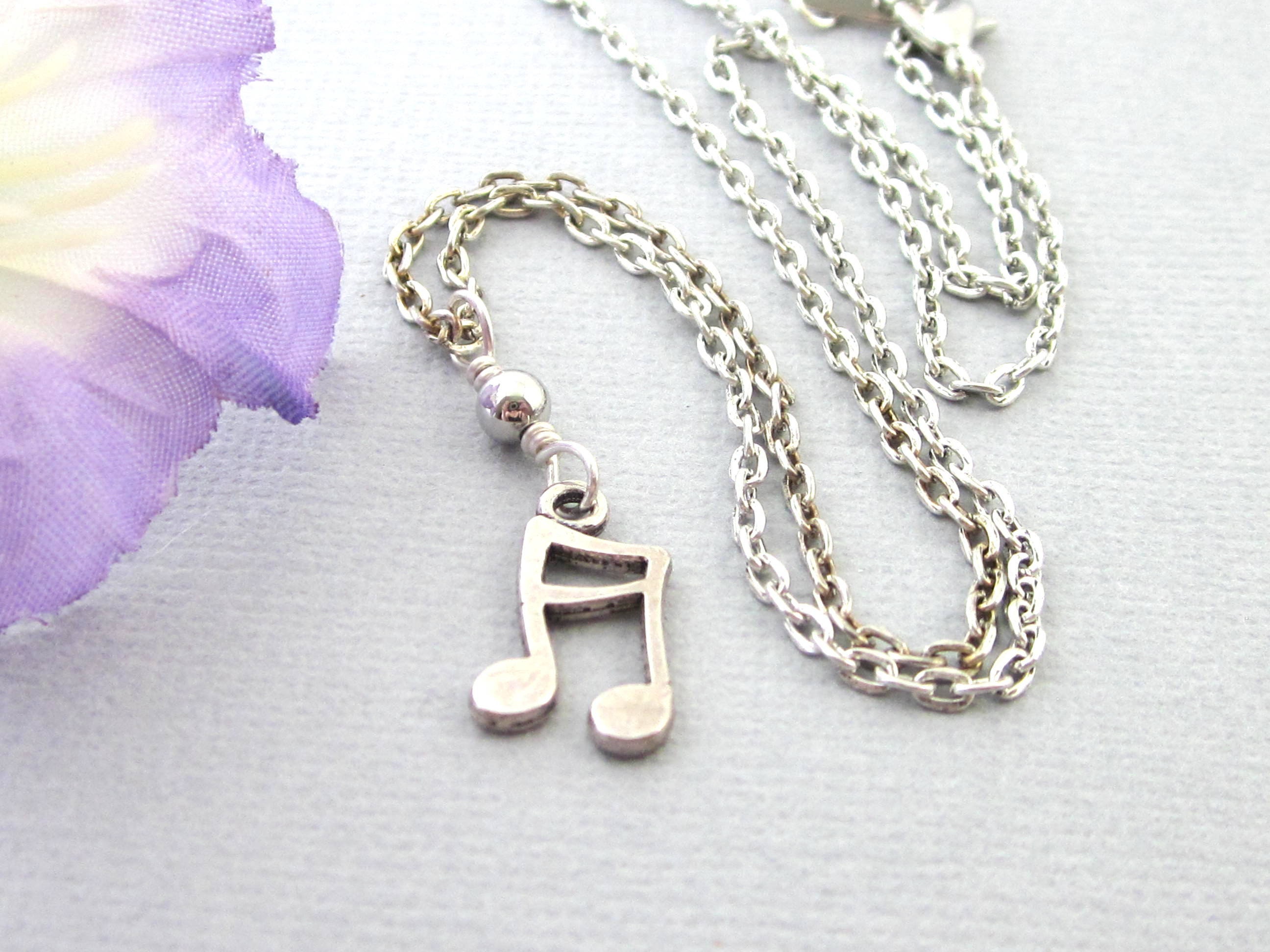 Silver 16th Note Necklace, Sixteenth Note Jewelry, Music Jewelry Gifts ...