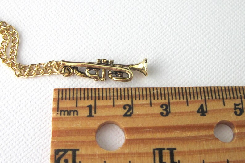 Gold Trumpet Necklace Trumpet Charm With Chain Necklace - Etsy