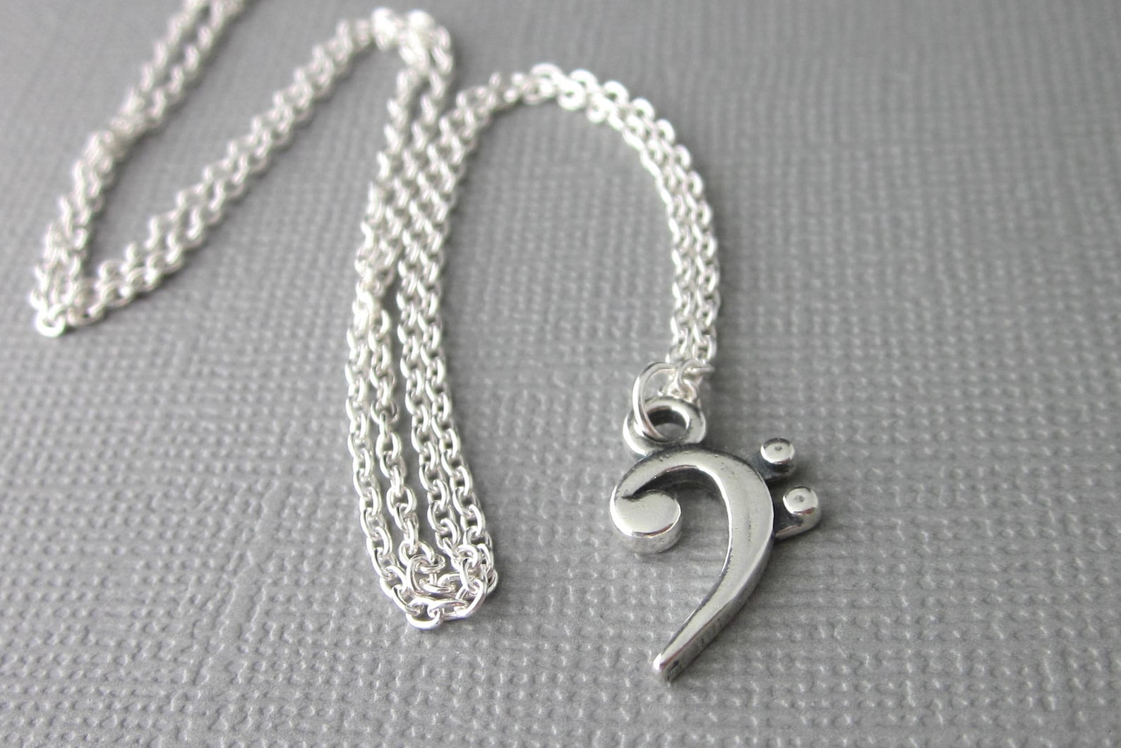 Sterling Silver Bass Clef Note Necklace, Sterling Silver Music Note ...