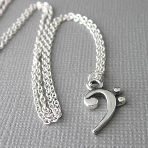 Sterling Silver Bass Clef Note Necklace, Sterling Silver Music Note ...