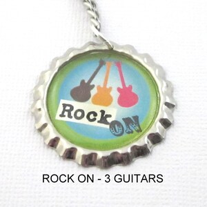 Rock Music Bottle Cap Key Chain Ring With Large Swivel Clasp, Rock N ...