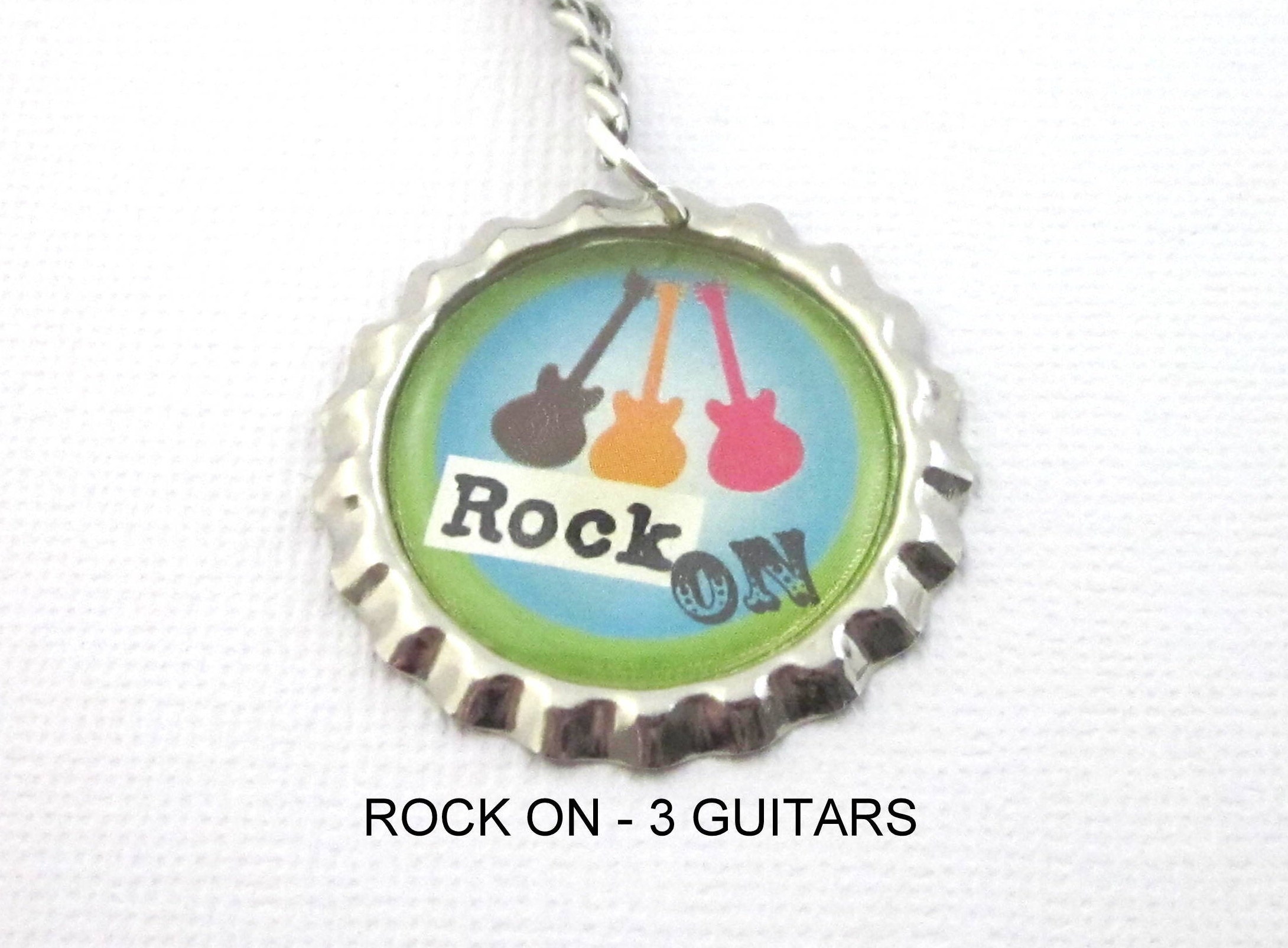 Rock Music Bottle Cap Key Chain Ring With Large Swivel Clasp, Rock N ...