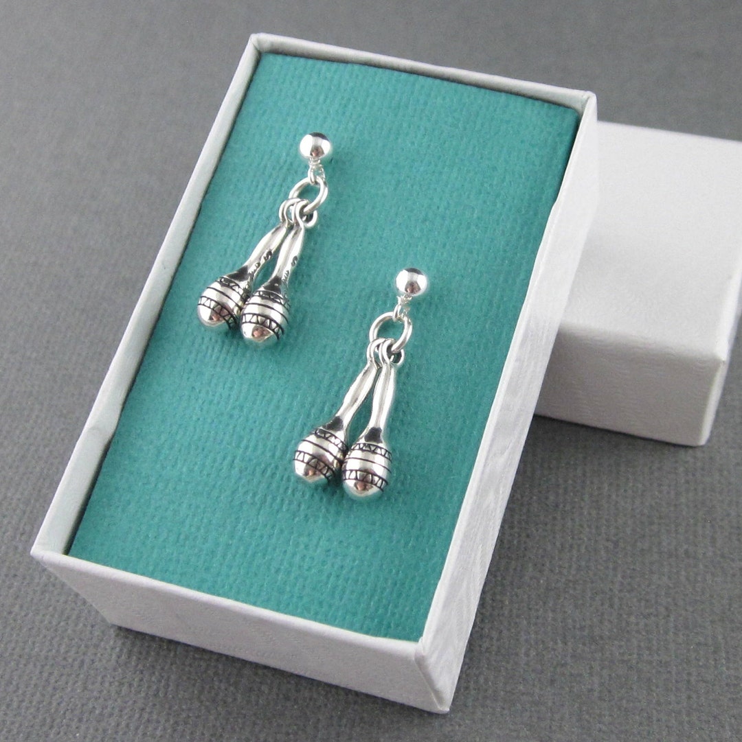 Sterling Silver Small Maracas Earrings, Chac-chac Earrings, Choose ...