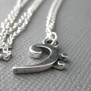 Sterling Silver Bass Clef Note Necklace, Sterling Silver Music Note ...