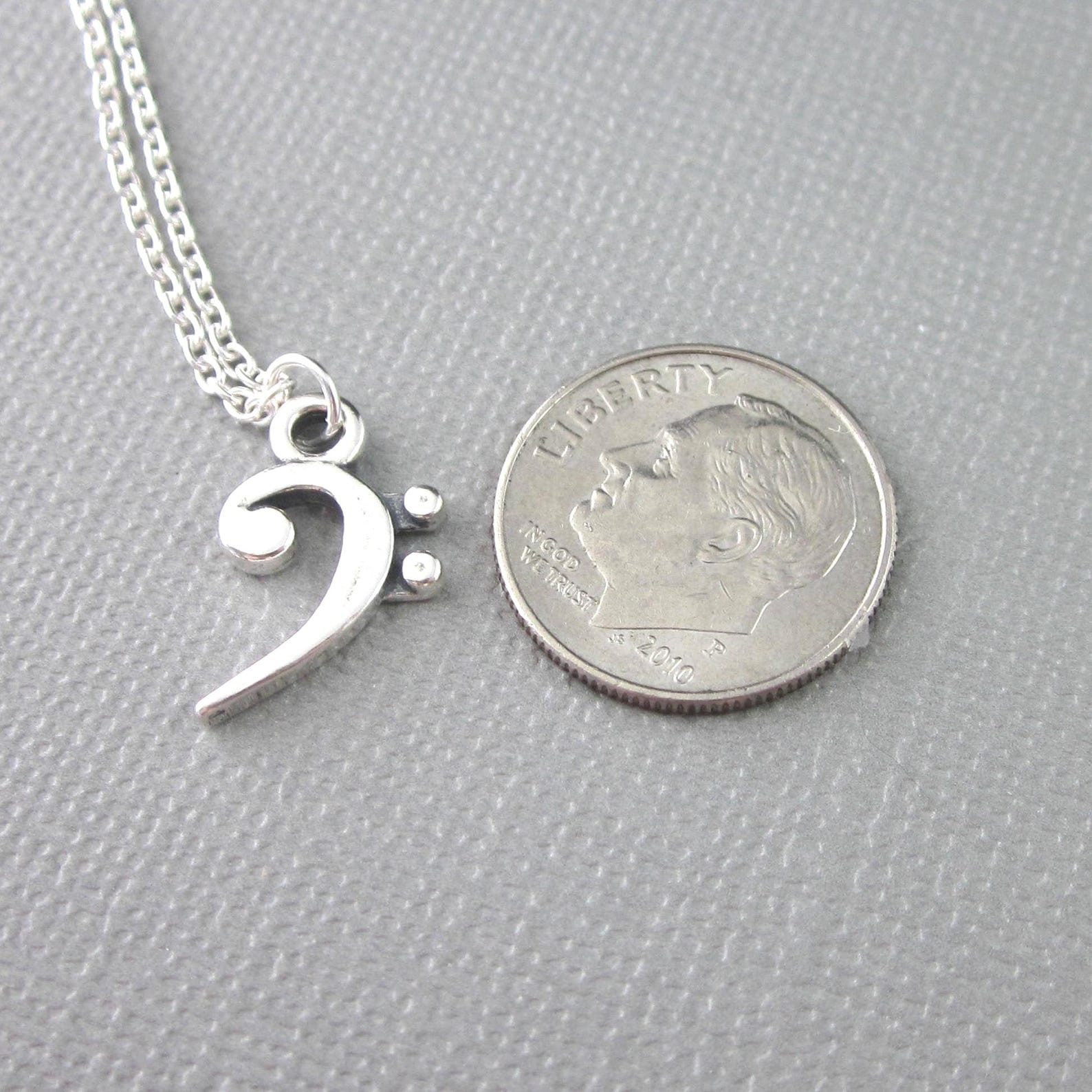 Sterling Silver Bass Clef Note Necklace, Sterling Silver Music Note ...