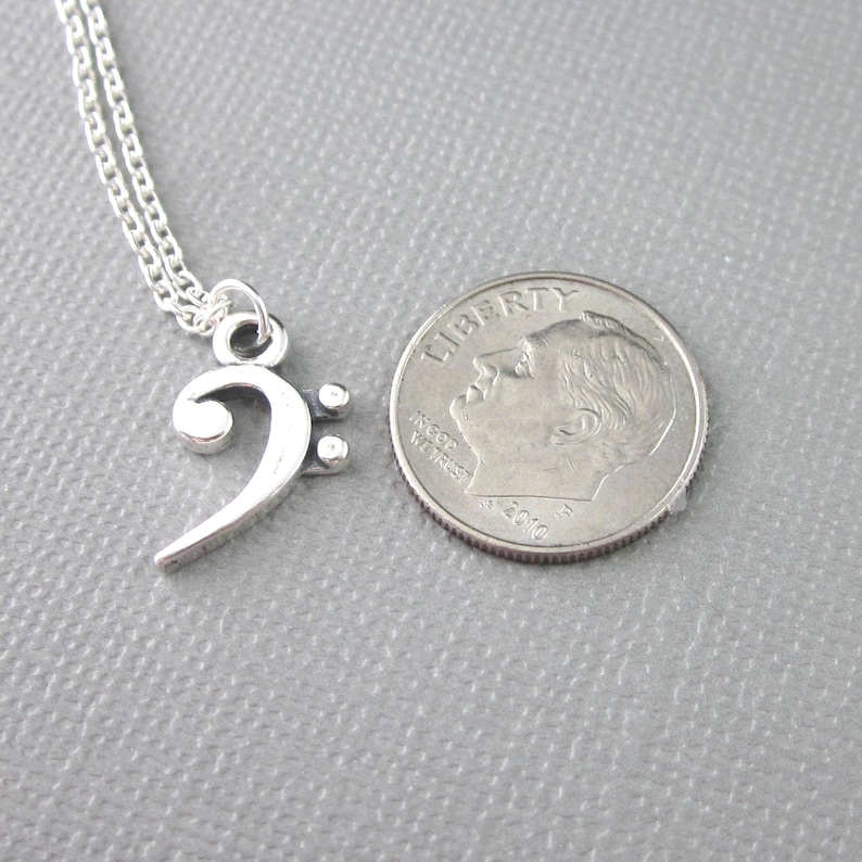 Sterling Silver Bass Clef Note Necklace, Sterling Silver Music Note ...