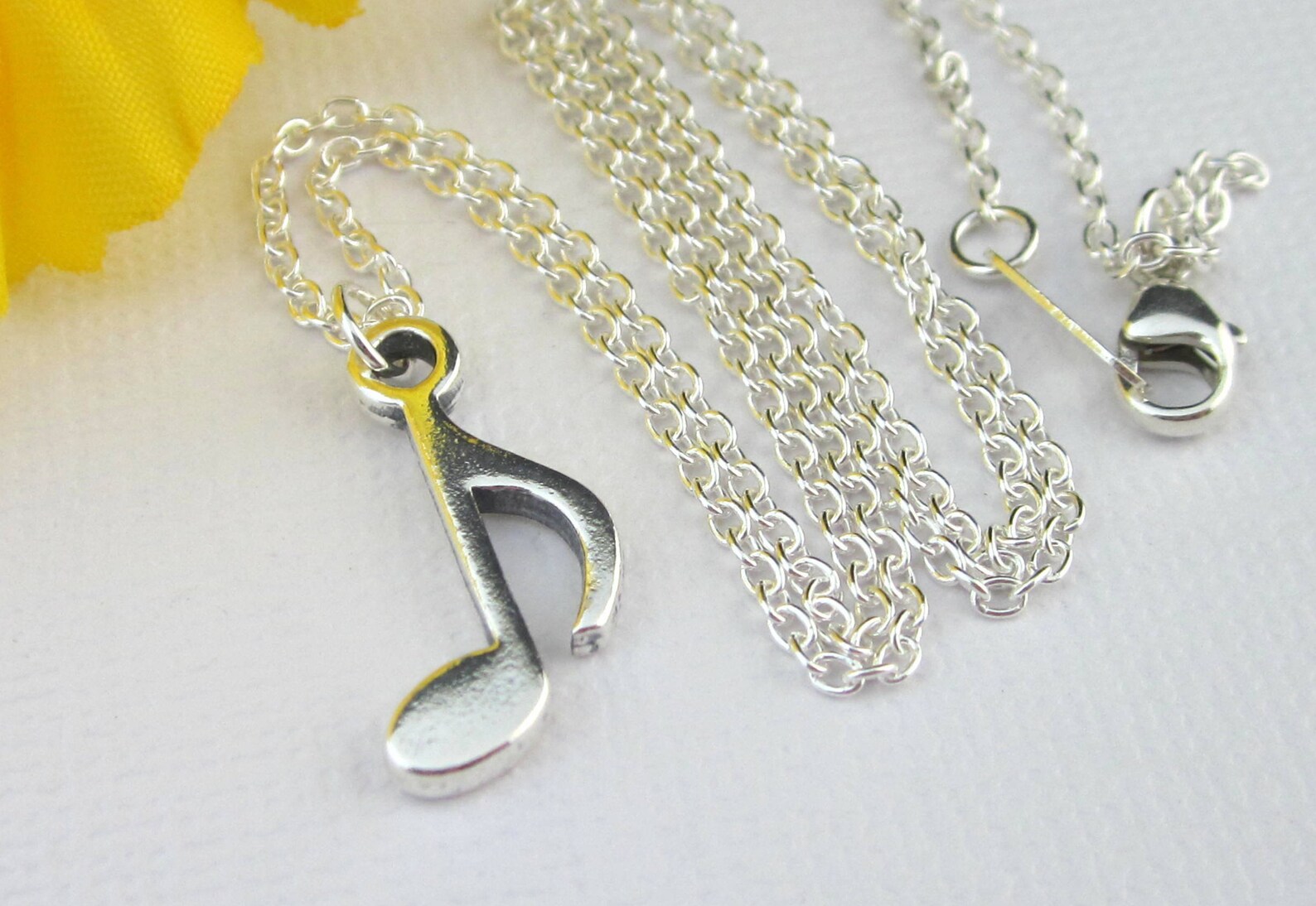 Sterling Silver .925 Eighth Note Necklace Medium Size 8th - Etsy
