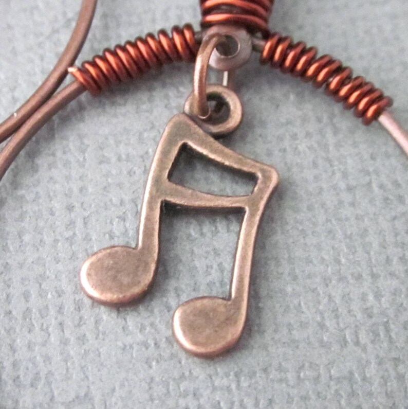 Copper 16th Note Earrings With Wire Wrapped Hoops Sixteenth - Etsy