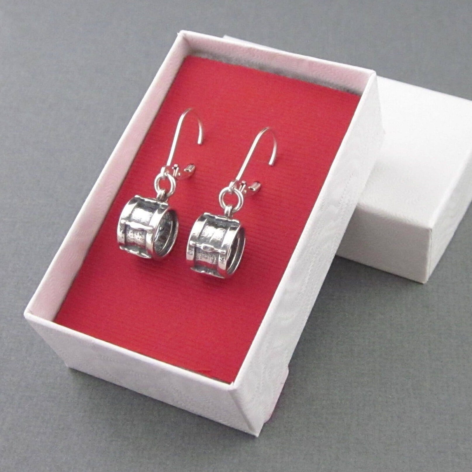 Sterling Silver Bass Drum Earrings, Drummer's Lever Back Earrings ...
