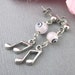 Silver Pewter Sixteenth Note Earrings With Pink Evil Eye Beads and ...